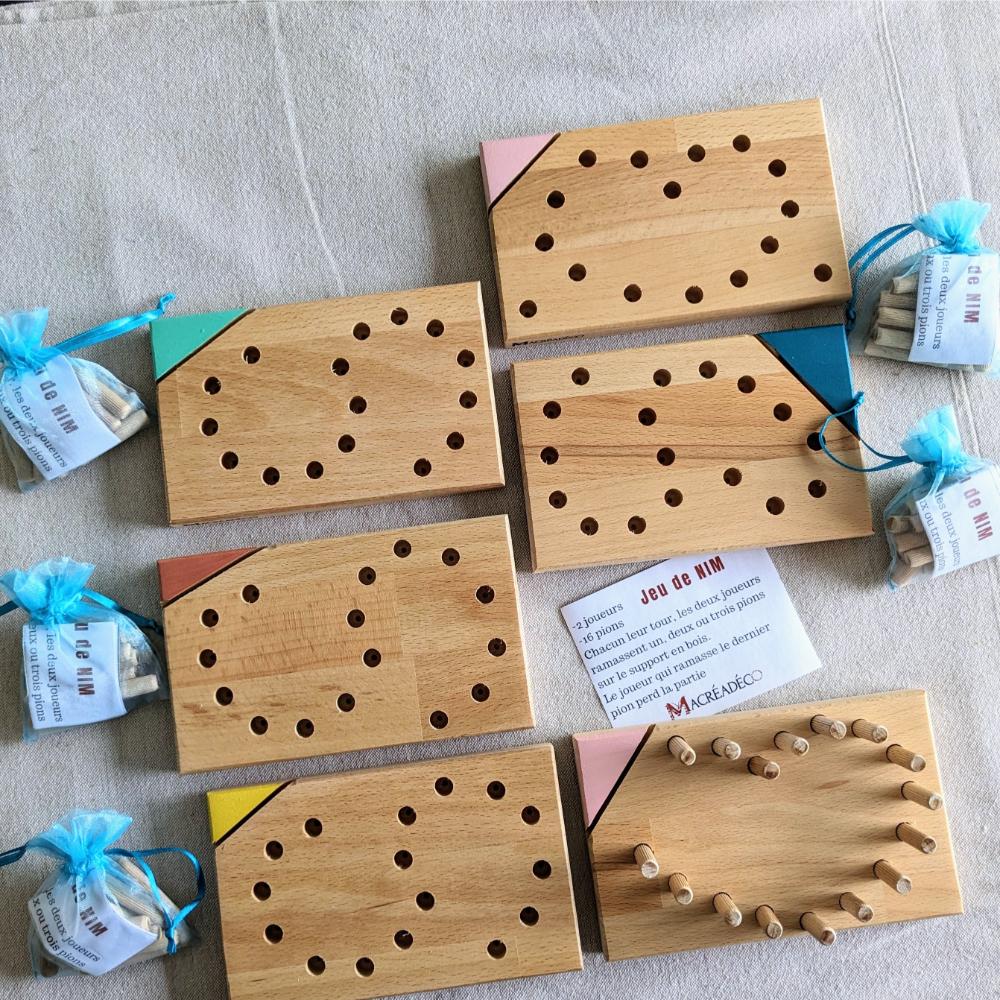Jeu de Nim en bois – Jeu de stratégie en bois naturel artisanal ...